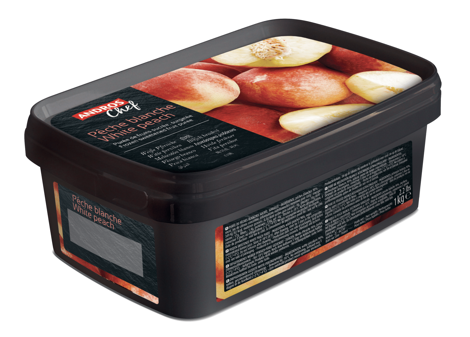 France Andros Purée sweet Peach White 1kg - Frozen - The French Grocer ...